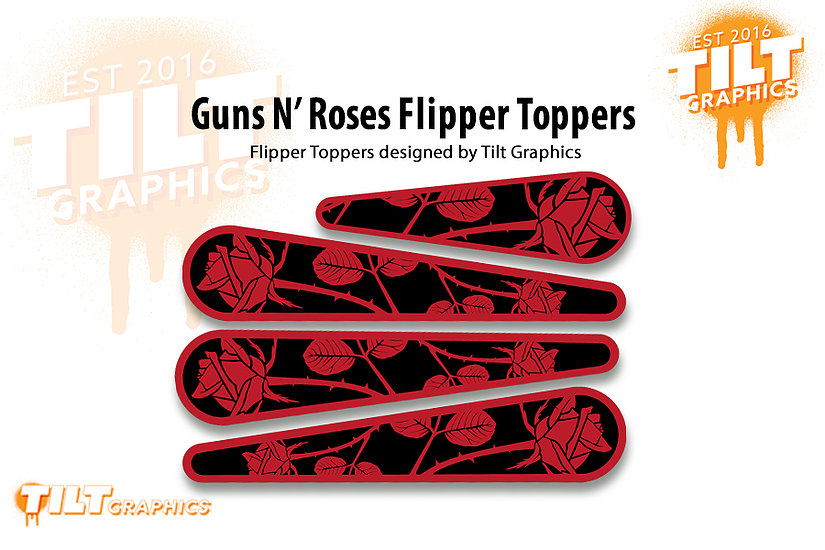 Guns 'N Roses: 4 Flipper Toppers Red/Black – Modfather Pinball Mods